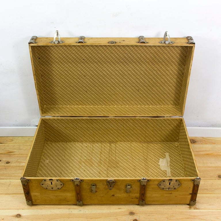 Vintage Wooden Travel Trunk For Sale at 1stDibs