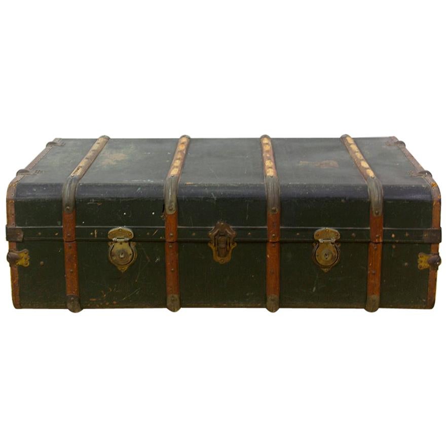 Vintage Wooden Travel Trunk For Sale at 1stDibs