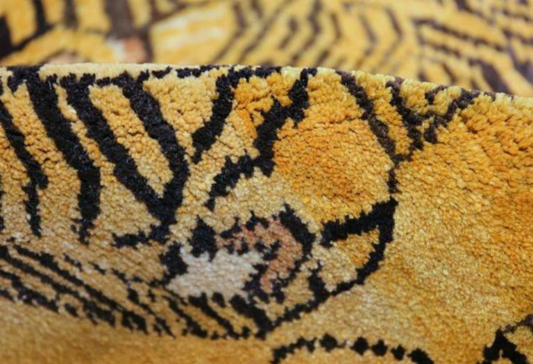 Vintage Wool Chinese Tibetan Tiger Rug For Sale at 1stDibs
