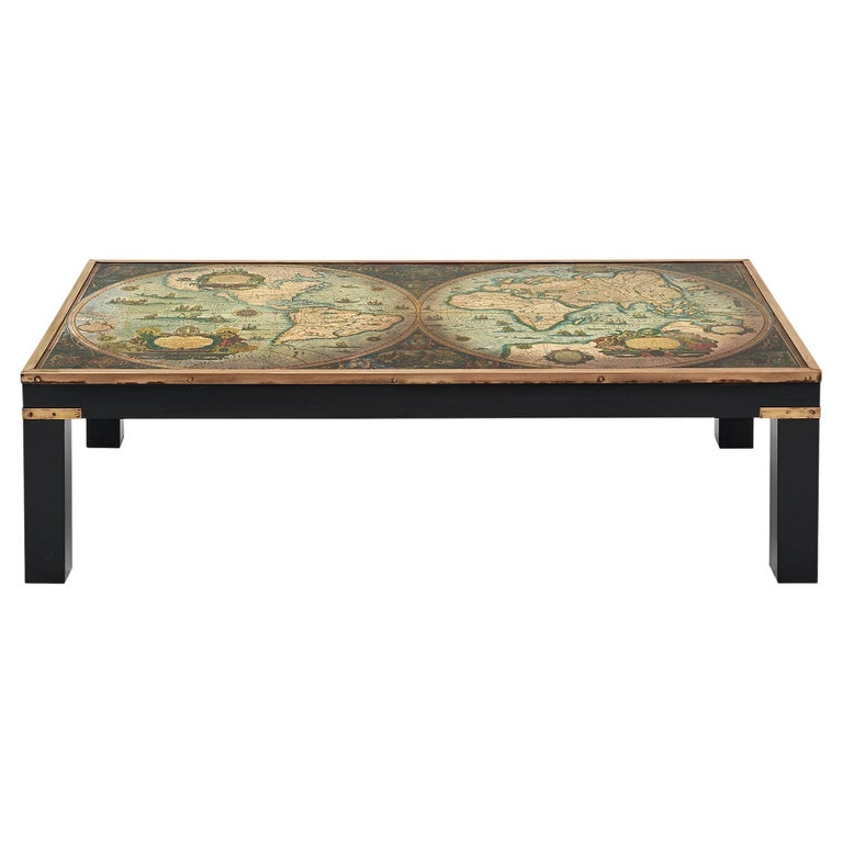 Vintage World Map Coffee Table For Sale at 1stDibs