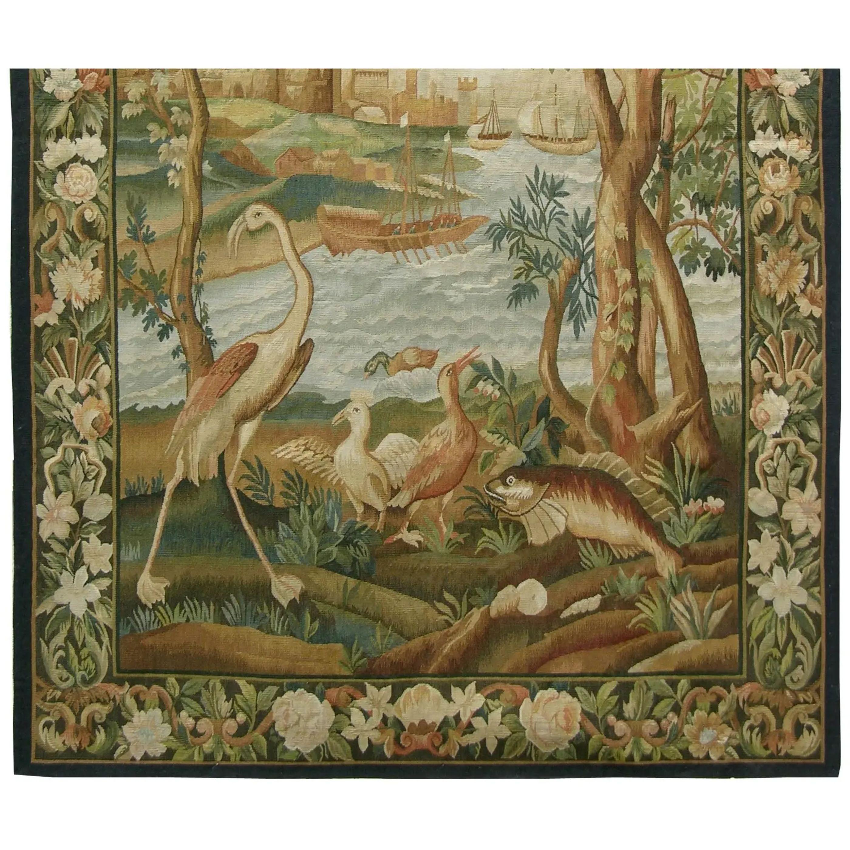 Vintage Woven Animalia Tapestry 6.23X4.25 For Sale at 1stDibs