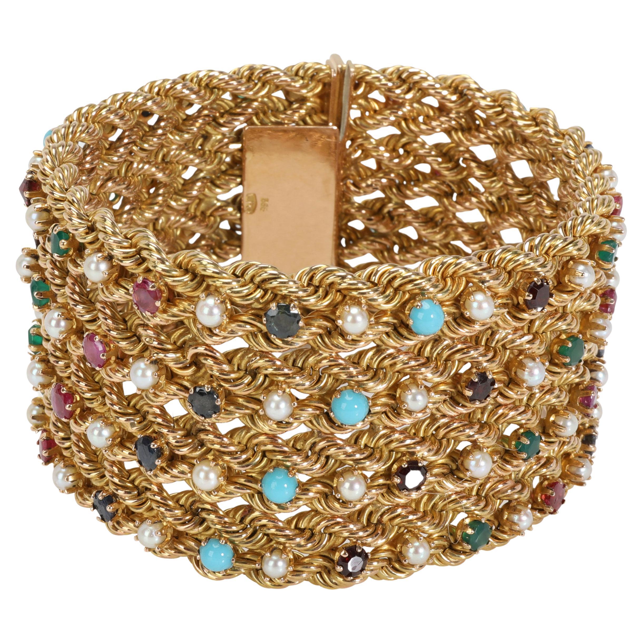 Vintage Woven Rope Bracelet in 14k Yellow Gold at 1stDibs