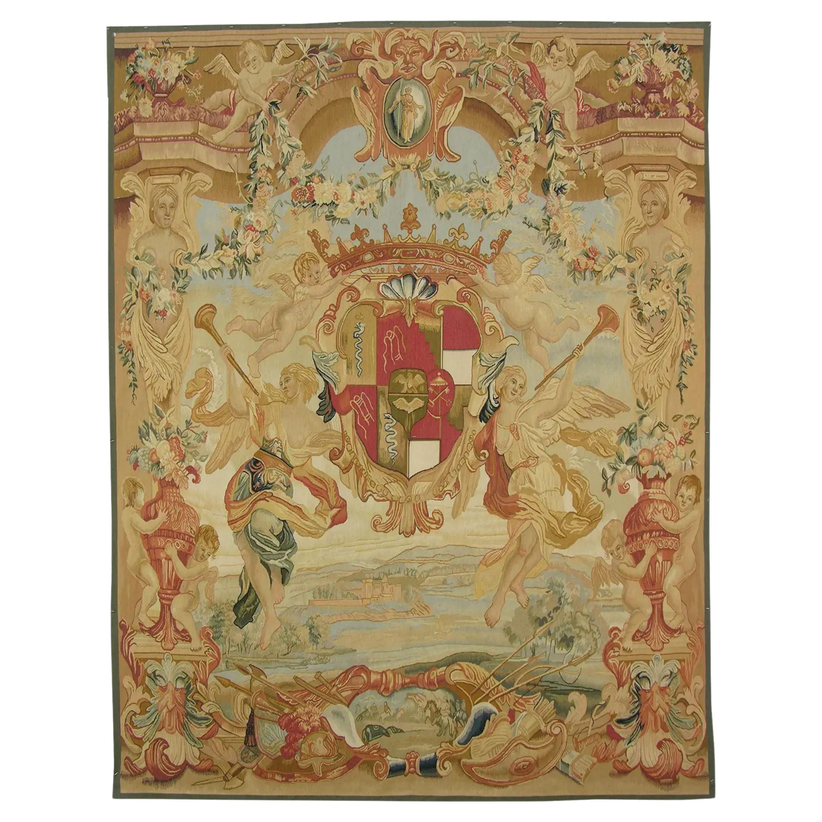Vintage Woven Crest Tapestry 7.65X6.0 For Sale at 1stDibs