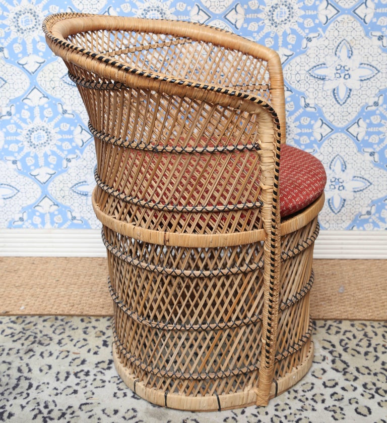 Vintage Woven Rattan Peacock Chair at 1stDibs | small peacock chair ...