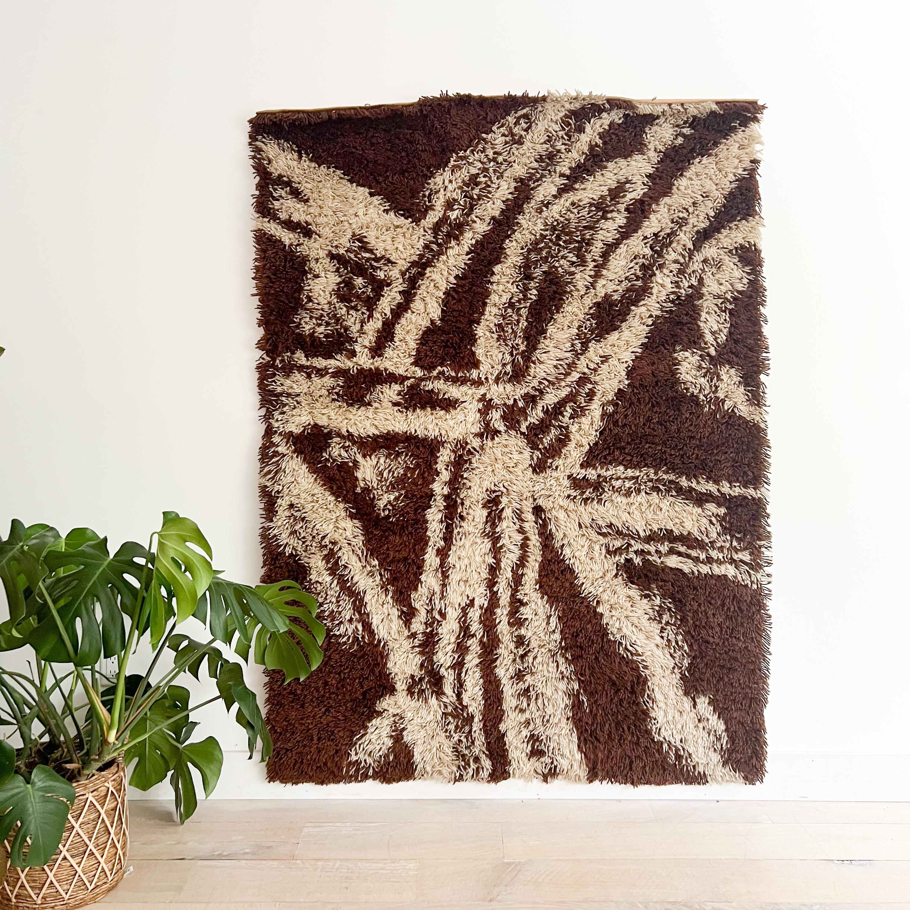 Vintage Woven Wall Hanging/Rug in Rya Style For Sale at 1stDibs