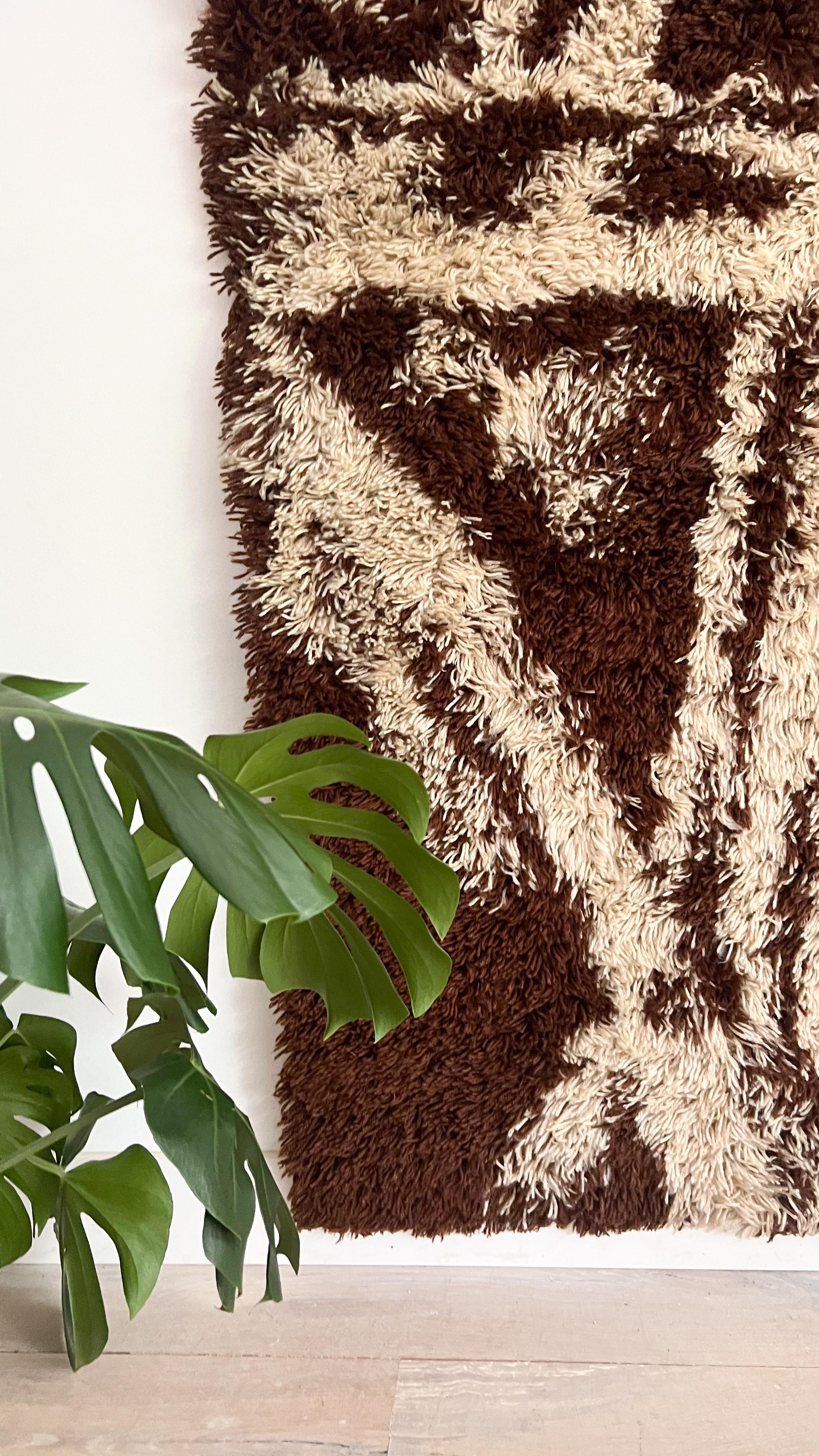 Vintage Woven Wall Hanging/Rug in Rya Style For Sale at 1stDibs