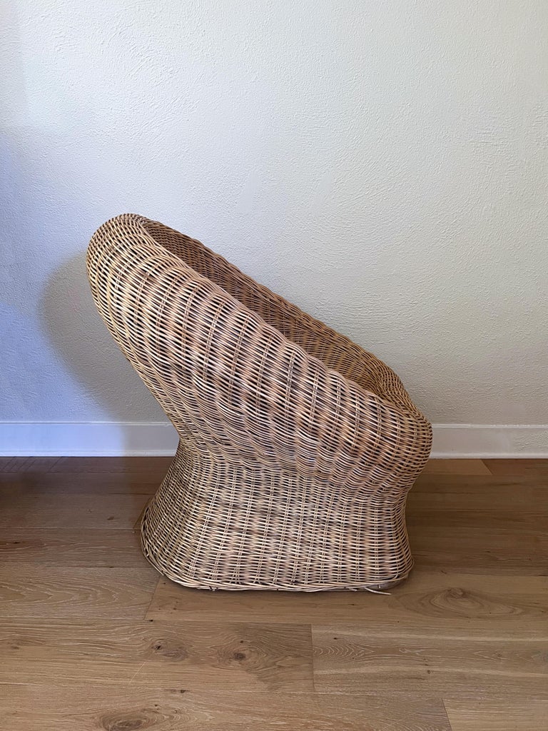 Vintage Woven Wicker Club Chair For Sale at 1stDibs