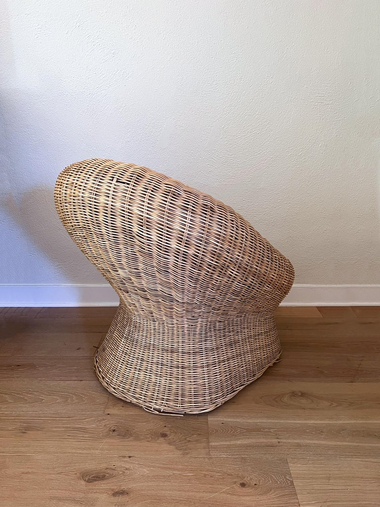 Vintage Woven Wicker Club Chair For Sale at 1stDibs