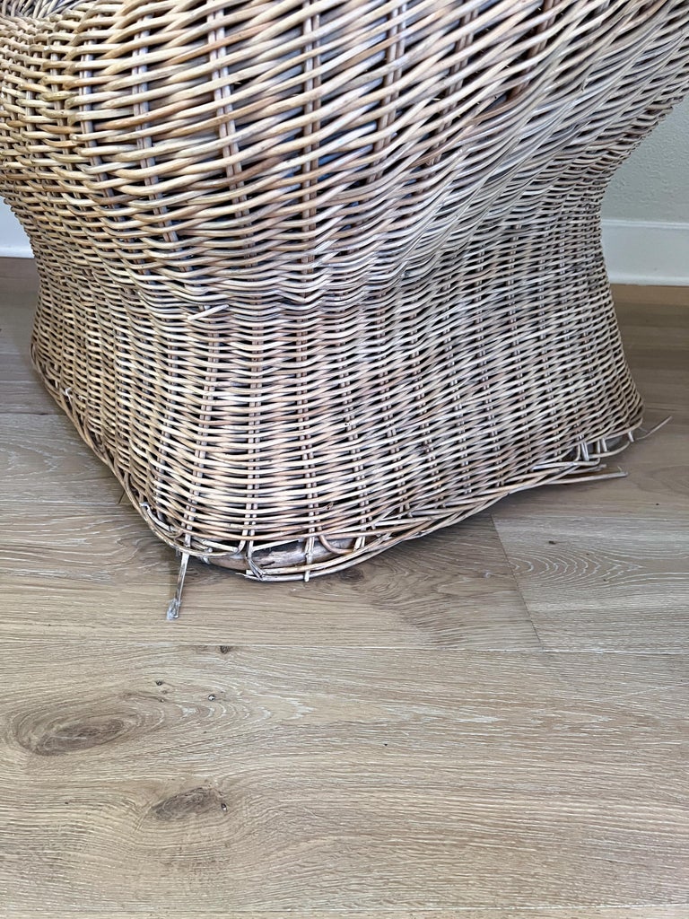 Vintage Woven Wicker Club Chair For Sale at 1stDibs