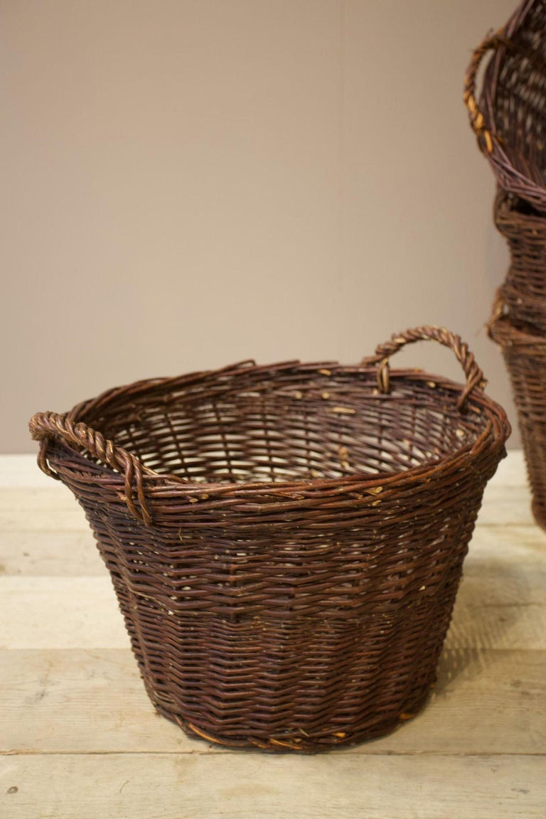 Vintage Woven Willow Log Baskets, Dark Red For Sale at 1stDibs