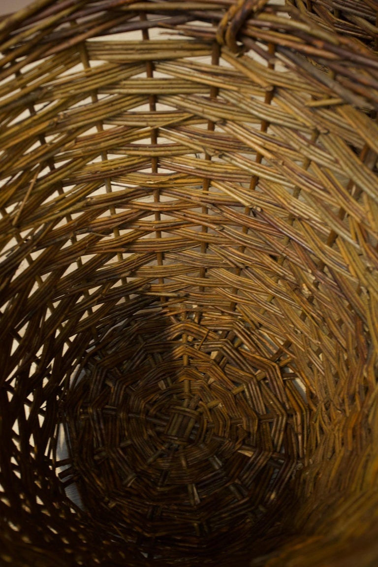 Vintage Woven Willow Log Baskets, Large Dark For Sale at 1stDibs