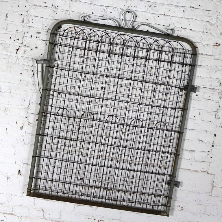 Vintage Woven Wire Cottage Style Garden Gate Patinated Galvanized Metal ...