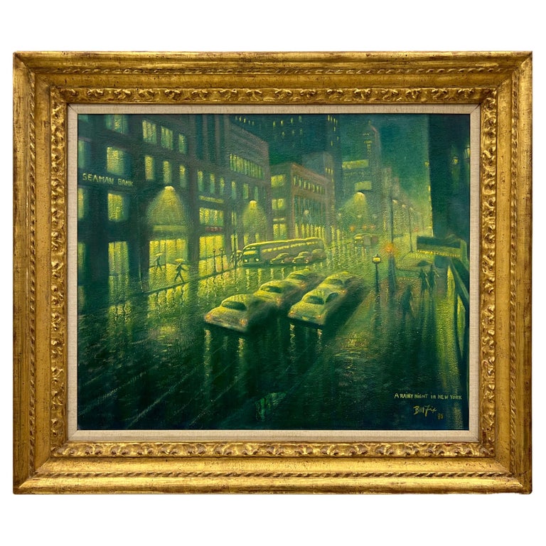 Vintage WPA Style New York Cityscape Painting by Bill Fix 'American ...