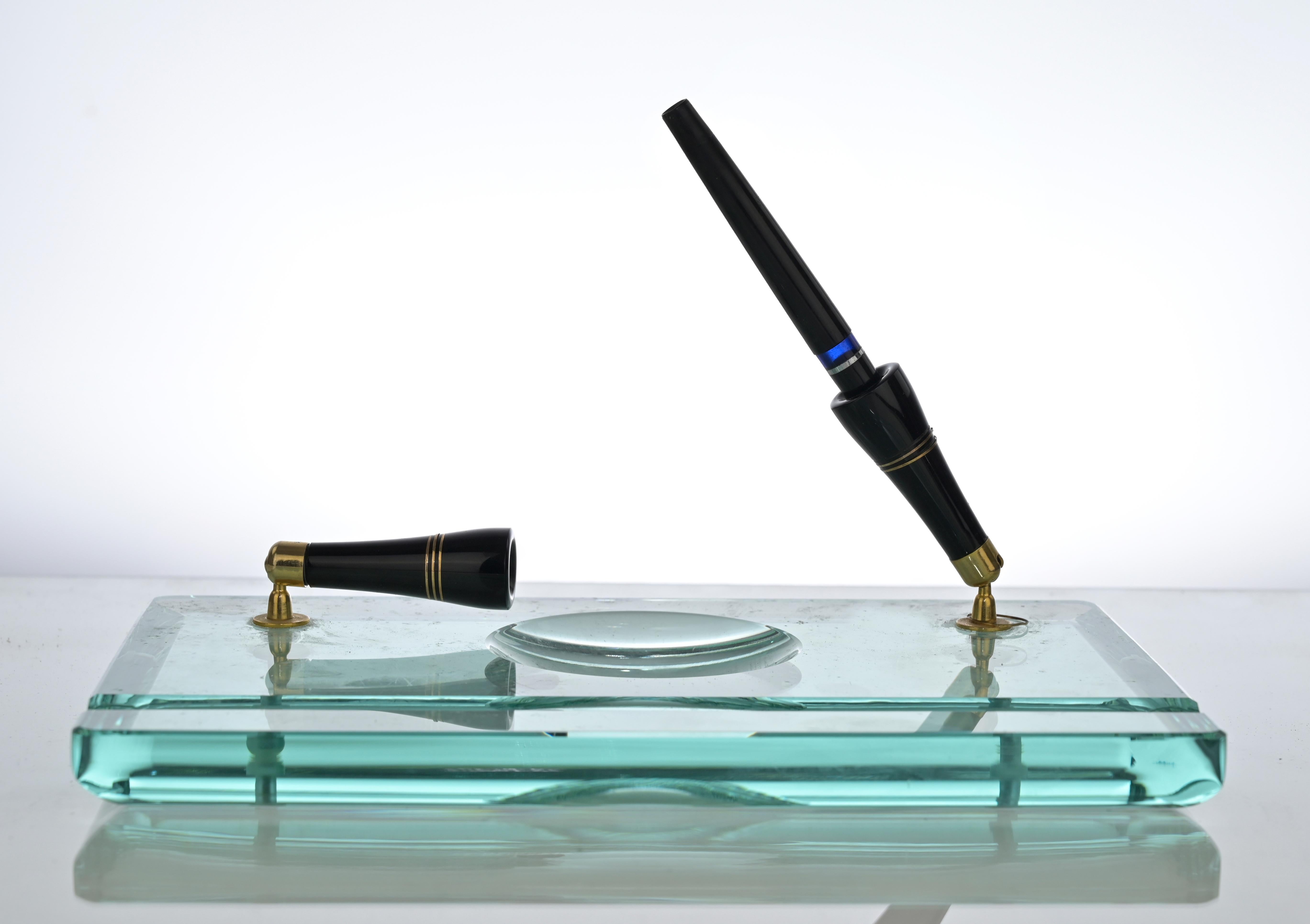 Vintage Writing Set in Glass, italy, 1970s For Sale at 1stDibs