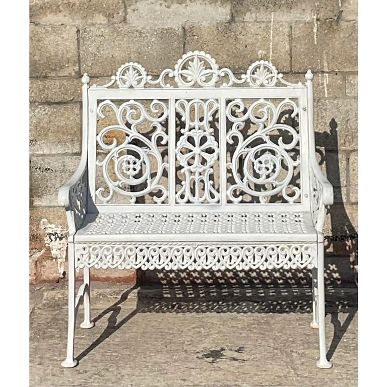 Vintage Wrought Iron Bench at 1stDibs