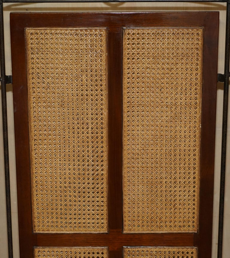 Vintage Wrought Iron, Bergere and Hardwood Triple Panel Room Divider ...