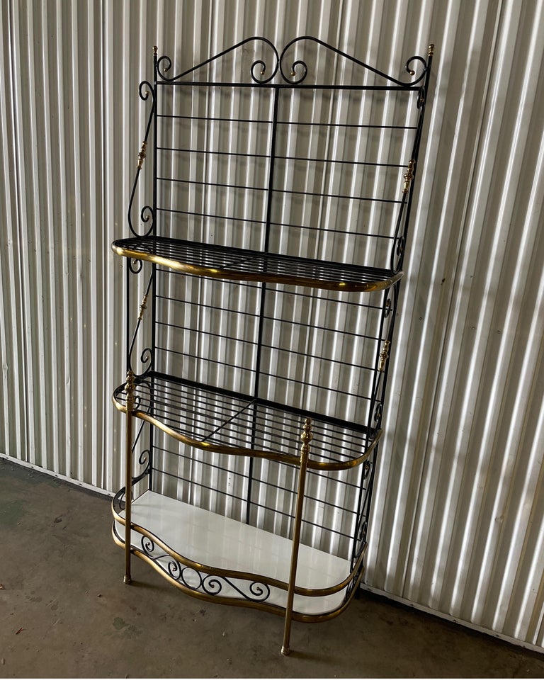 Vintage Wrought Iron and Brass French Baker's Rack at 1stDibs | antique ...