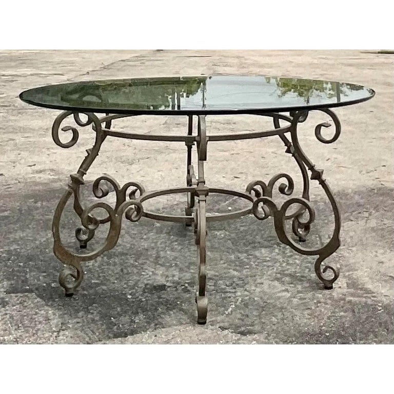 Vintage Wrought Iron Dining Table For Sale at 1stDibs