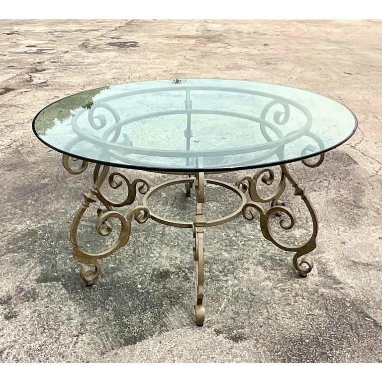 Vintage Wrought Iron Dining Table For Sale at 1stDibs