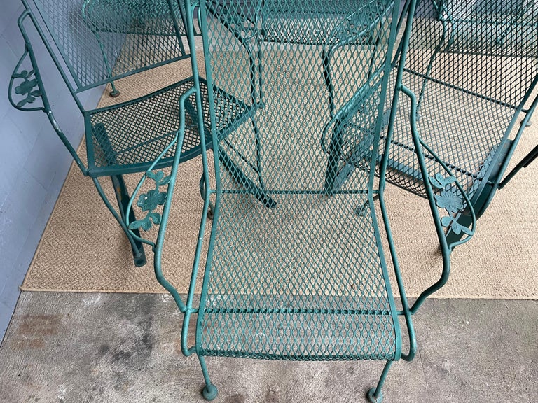 Vintage Wrought Iron Outdoor Patio Chairs Set of 6 For Sale at 1stDibs