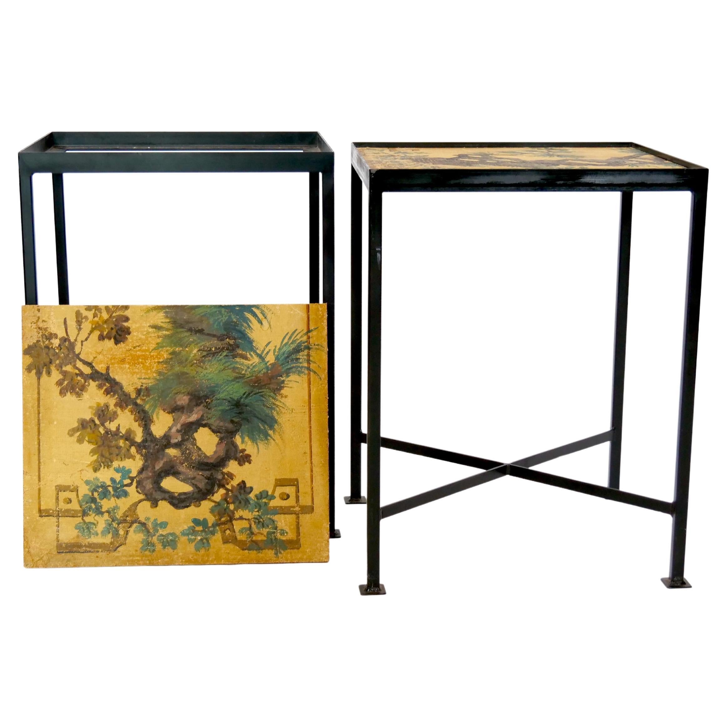 Vintage Wrought Iron Pair Side / End Table For Sale at 1stDibs