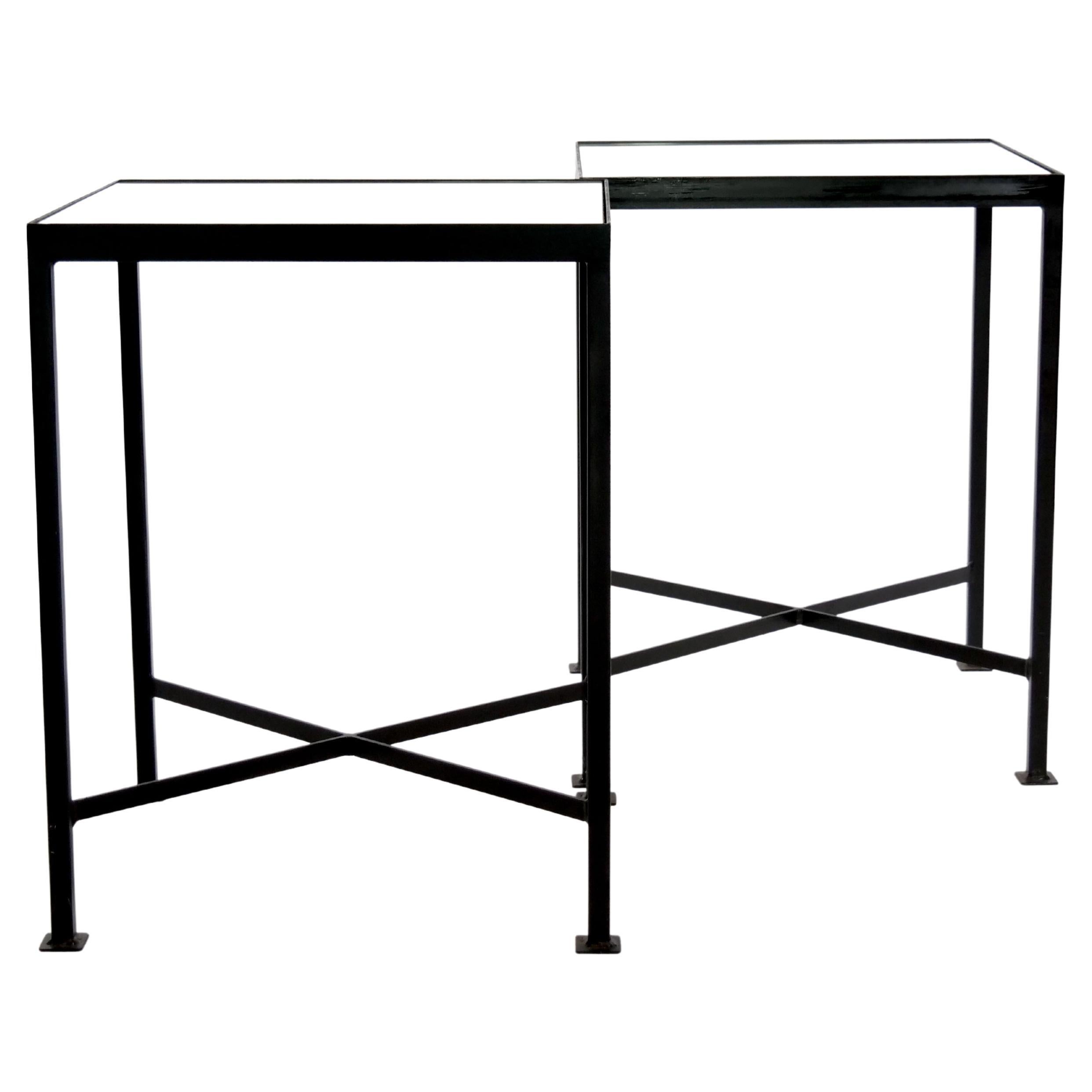 Vintage Wrought Iron Pair Side / End Table For Sale at 1stDibs