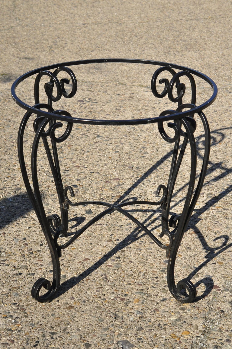 Vintage Wrought Iron Round Scrollwork Pedestal Base Dining Room Table ...