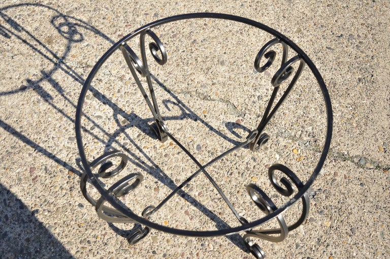 Vintage Wrought Iron Round Scrollwork Pedestal Base Dining Room Table ...