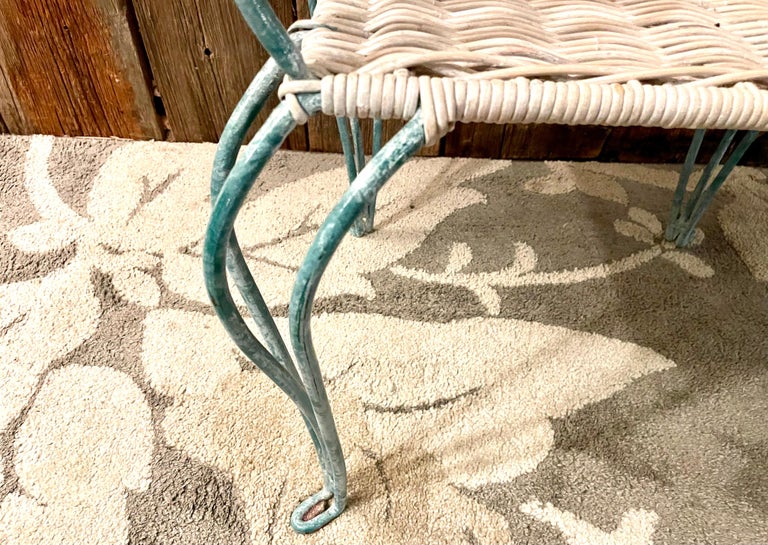 Vintage Wrought Iron Seating Antique Teal Shell Arm Chair For Sale at ...