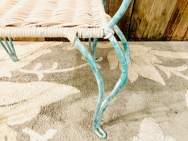 Vintage Wrought Iron Seating Antique Teal Shell Arm Chair For Sale at ...