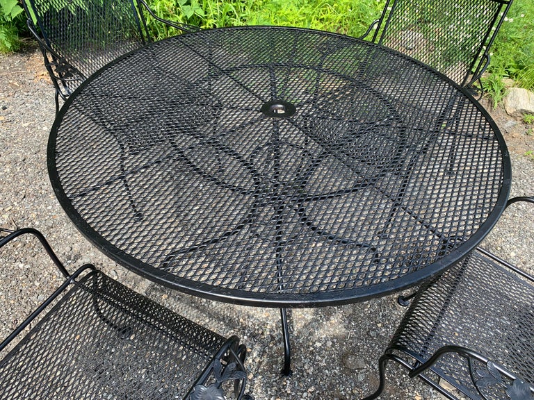 Vintage Wrought Iron Seating, Set of 4 Chairs and Table For Sale at 1stDibs