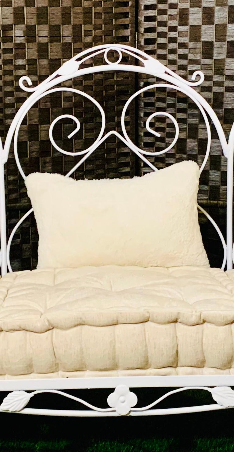 Vintage Wrought Iron Sofa with Cushions For Sale at 1stDibs