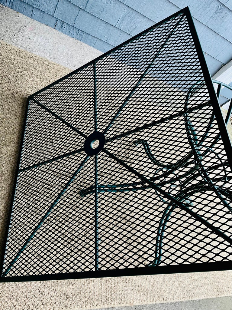 Vintage Wrought Iron Square Outdoor Patio Table For Sale at 1stDibs