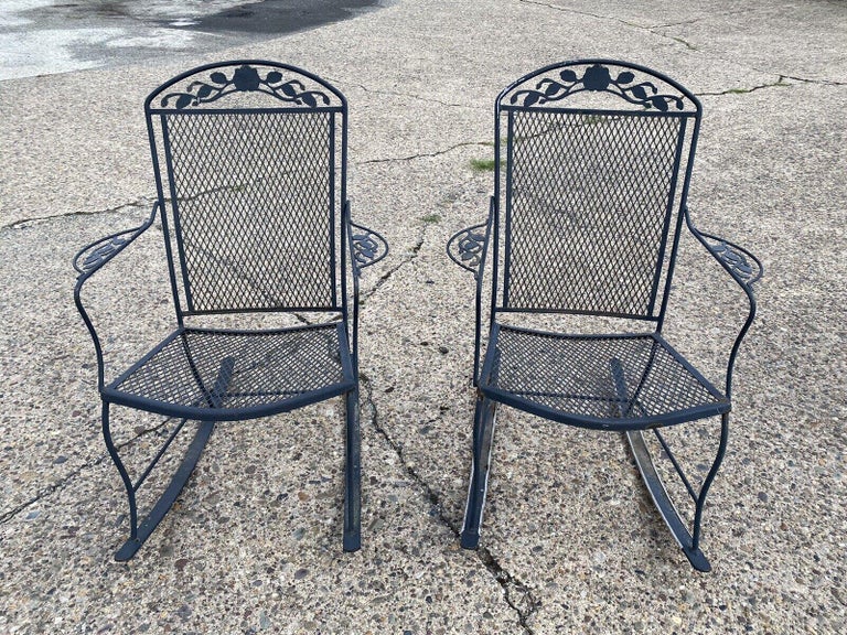 Vintage Wrought Iron Victorian Style Garden Patio Rocker Rocking Chairs ...