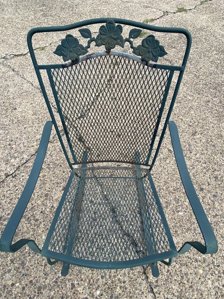 Vintage Wrought Iron Victorian Style Green Garden Patio Rocker Rocking ...