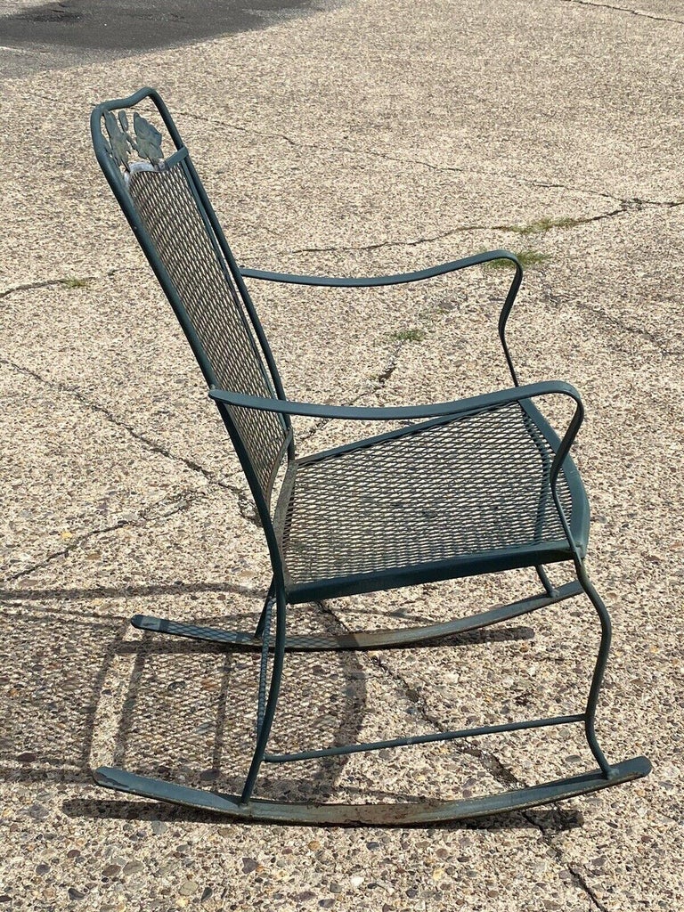 Vintage Wrought Iron Victorian Style Green Garden Patio Rocker Rocking ...