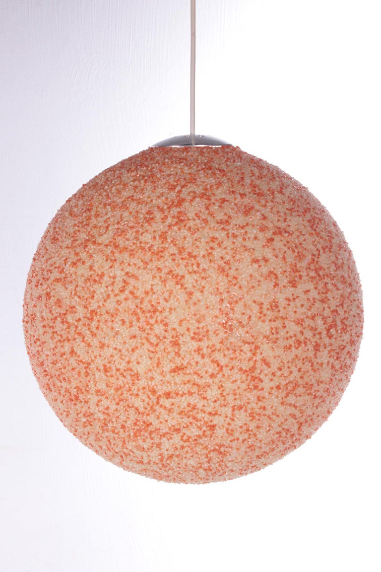 Vintage XL Orange Sugar Ball Hanging Lamp, 1960s For Sale at 1stDibs