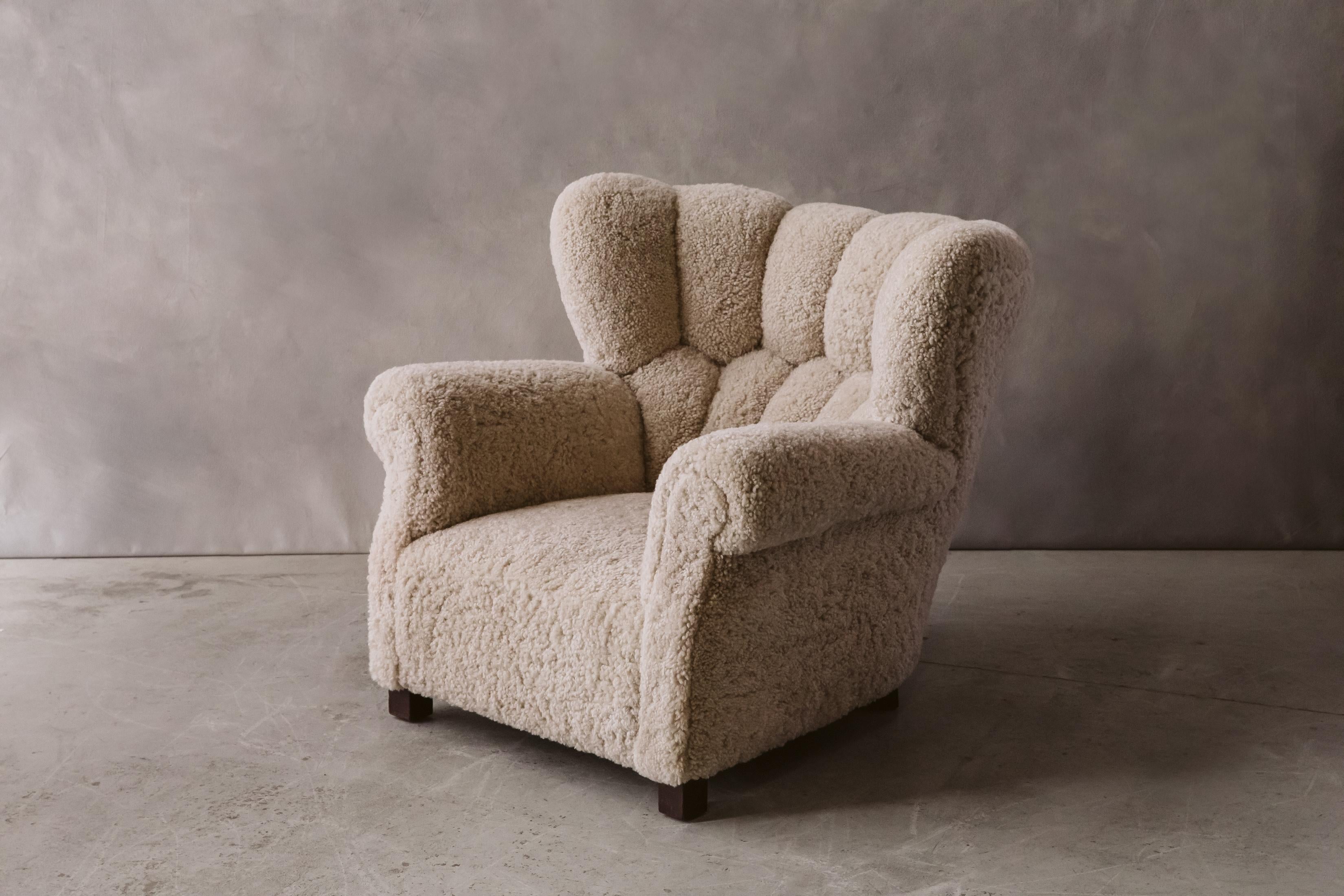 Vintage XL Shearling Cabinetmaker Chair from Denmark, circa 1950 For ...