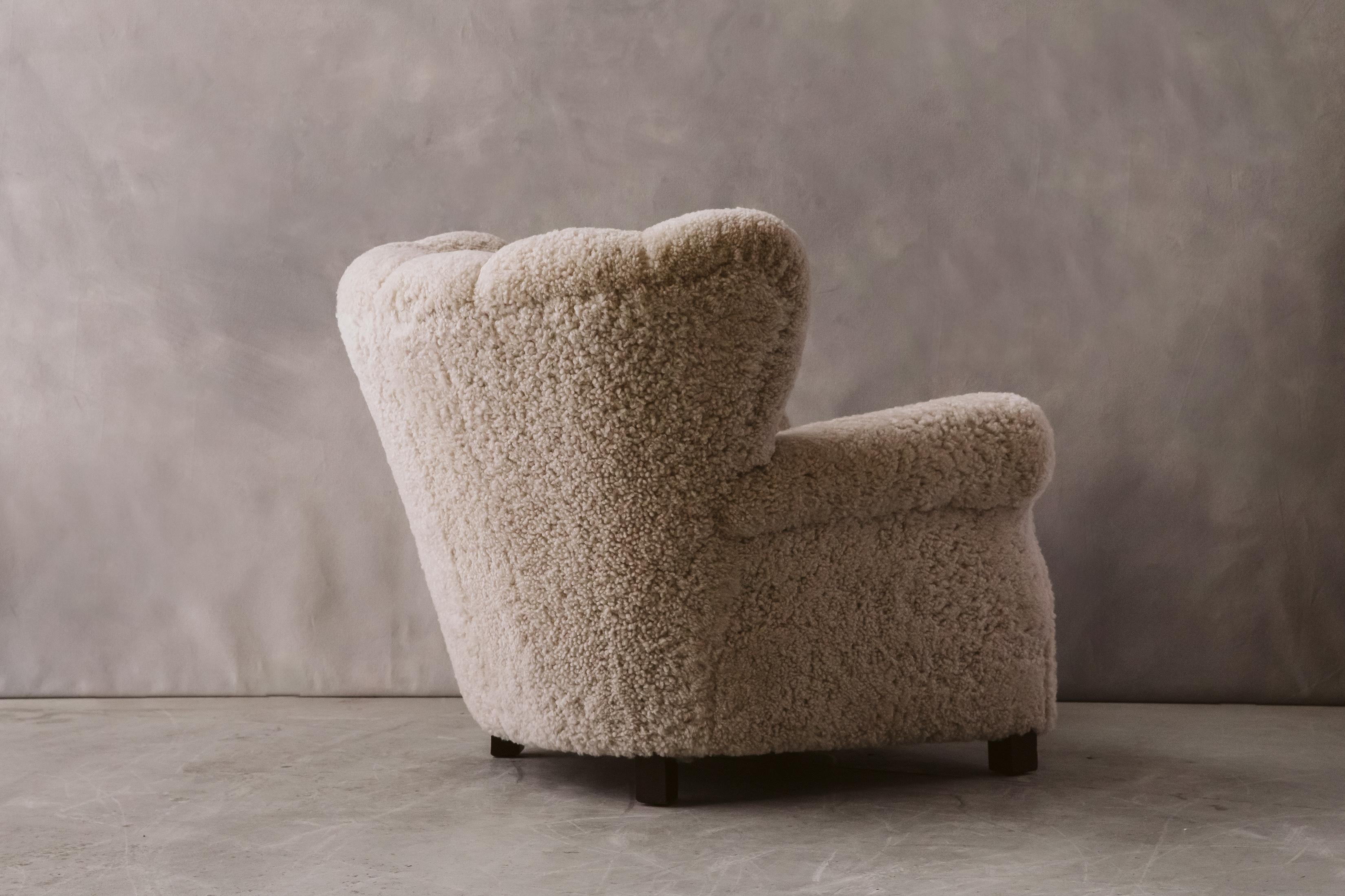 Vintage XL Shearling Cabinetmaker Chair from Denmark, circa 1950 For ...