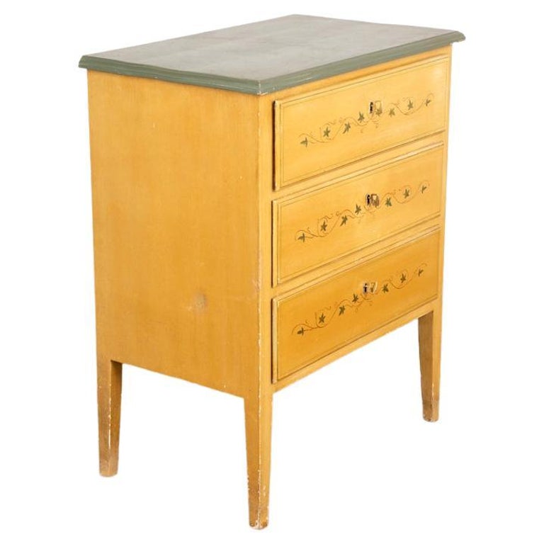 Vintage Yellow and Green Painted Small Chest of Drawers or Nightstand ...
