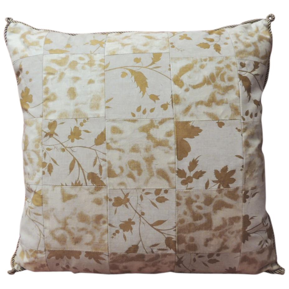 Pair of Vintage Yellow and Natural Fortuny Patchwork Square Decorative ...