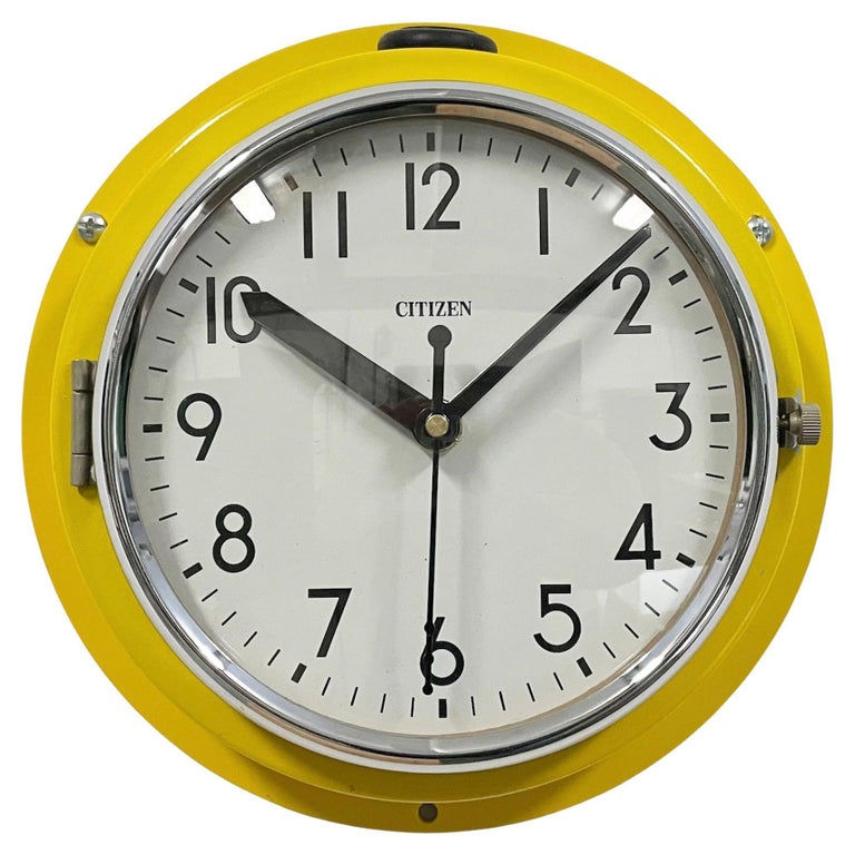 Vintage Yellow Citizen Navy Wall Clock, 1970s at 1stDibs