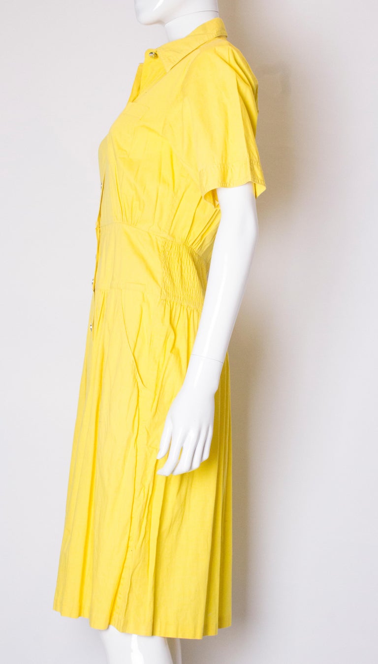 Vintage Yellow Cotton Day Dress For Sale at 1stDibs