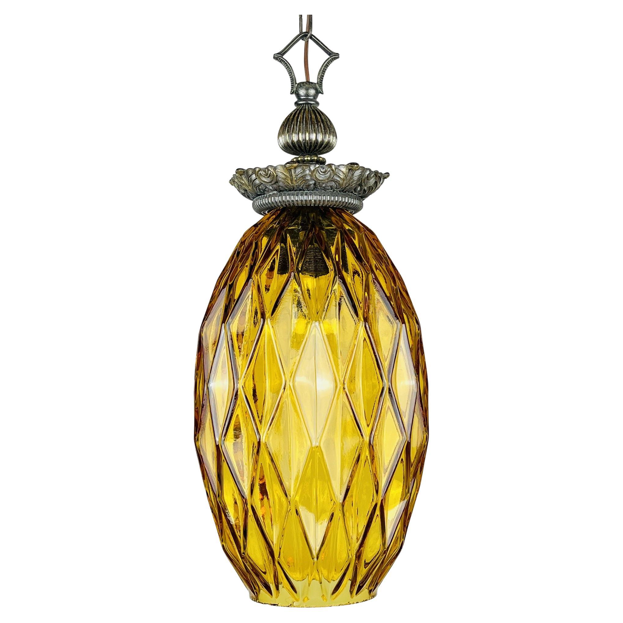 Vintage Italian Bright Yellow Glass Pendant For Sale at 1stDibs