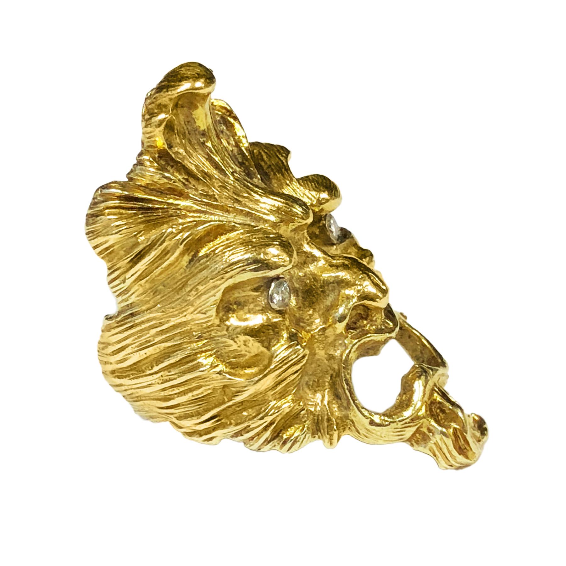 Vintage Yellow Gold Large Mythological Face Ring at 1stDibs