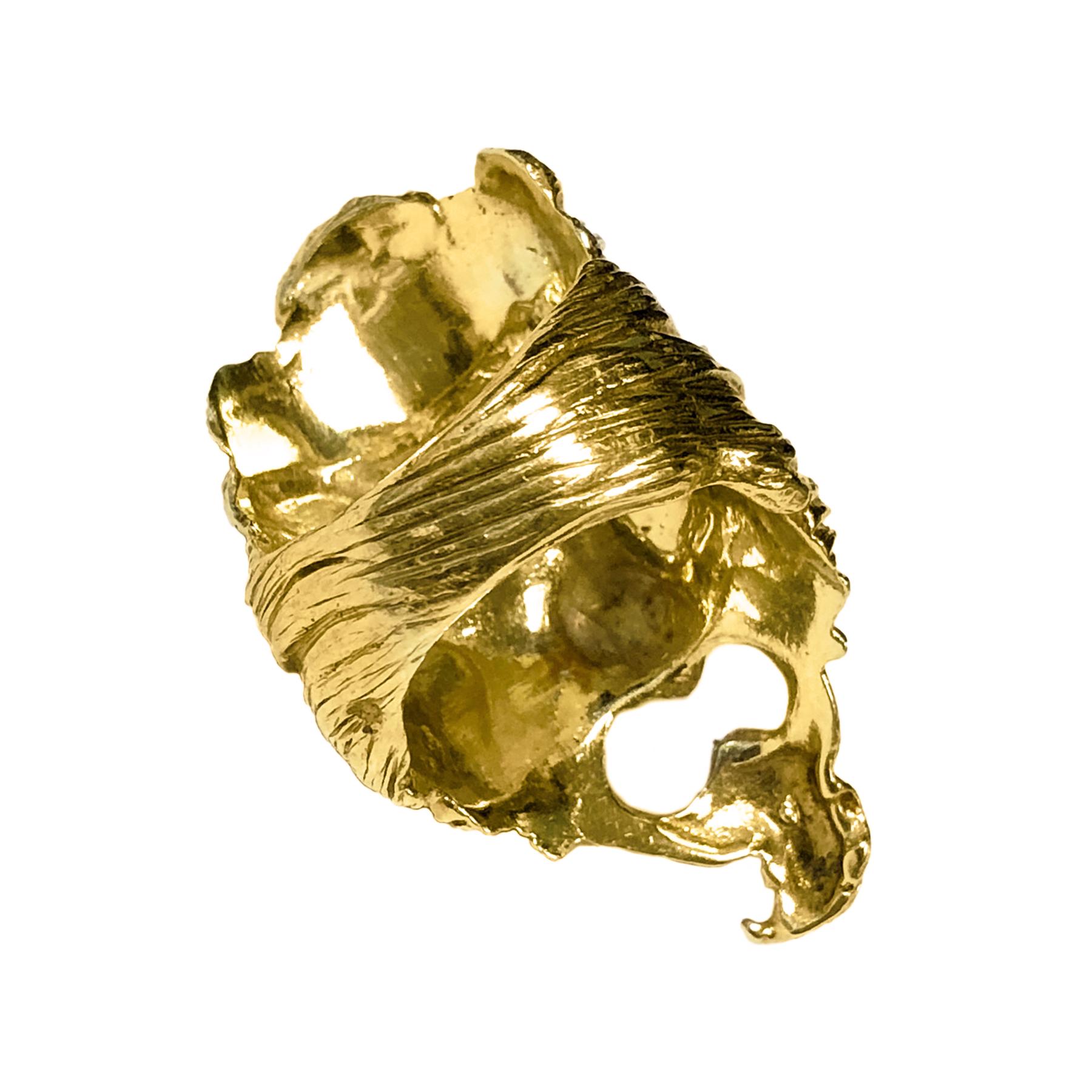 Vintage Yellow Gold Large Mythological Face Ring at 1stDibs