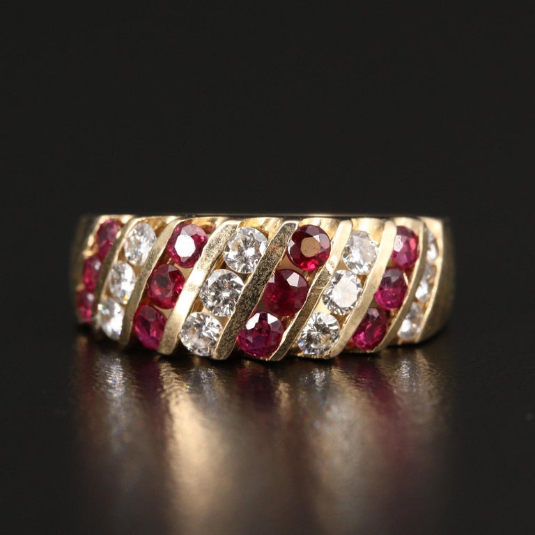 Customizable Vintage Yellow Gold Ruby Wedding Band, Minimalist Ruby ...