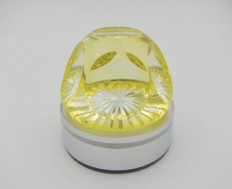 Vintage Yellow Lead Crystal Paperweight from Webb Corbett of England ...