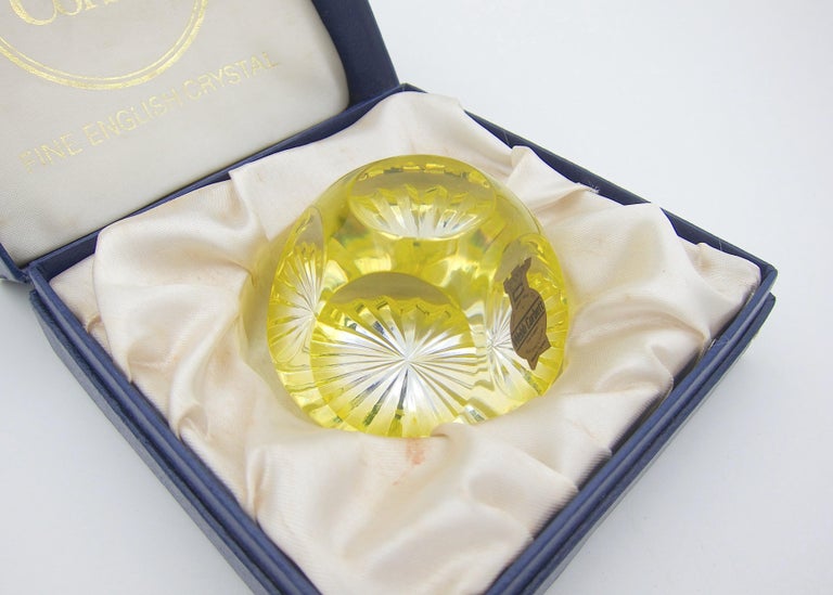 Vintage Yellow Lead Crystal Paperweight from Webb Corbett of England ...