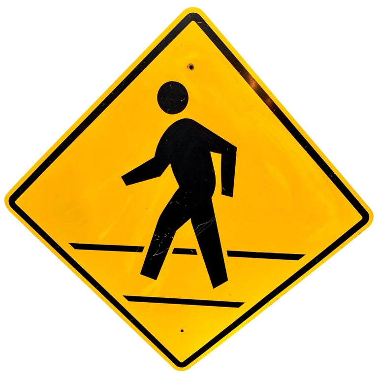 Vintage Yellow Los Angeles Pedestrian Crossing Sign For Sale at 1stDibs ...